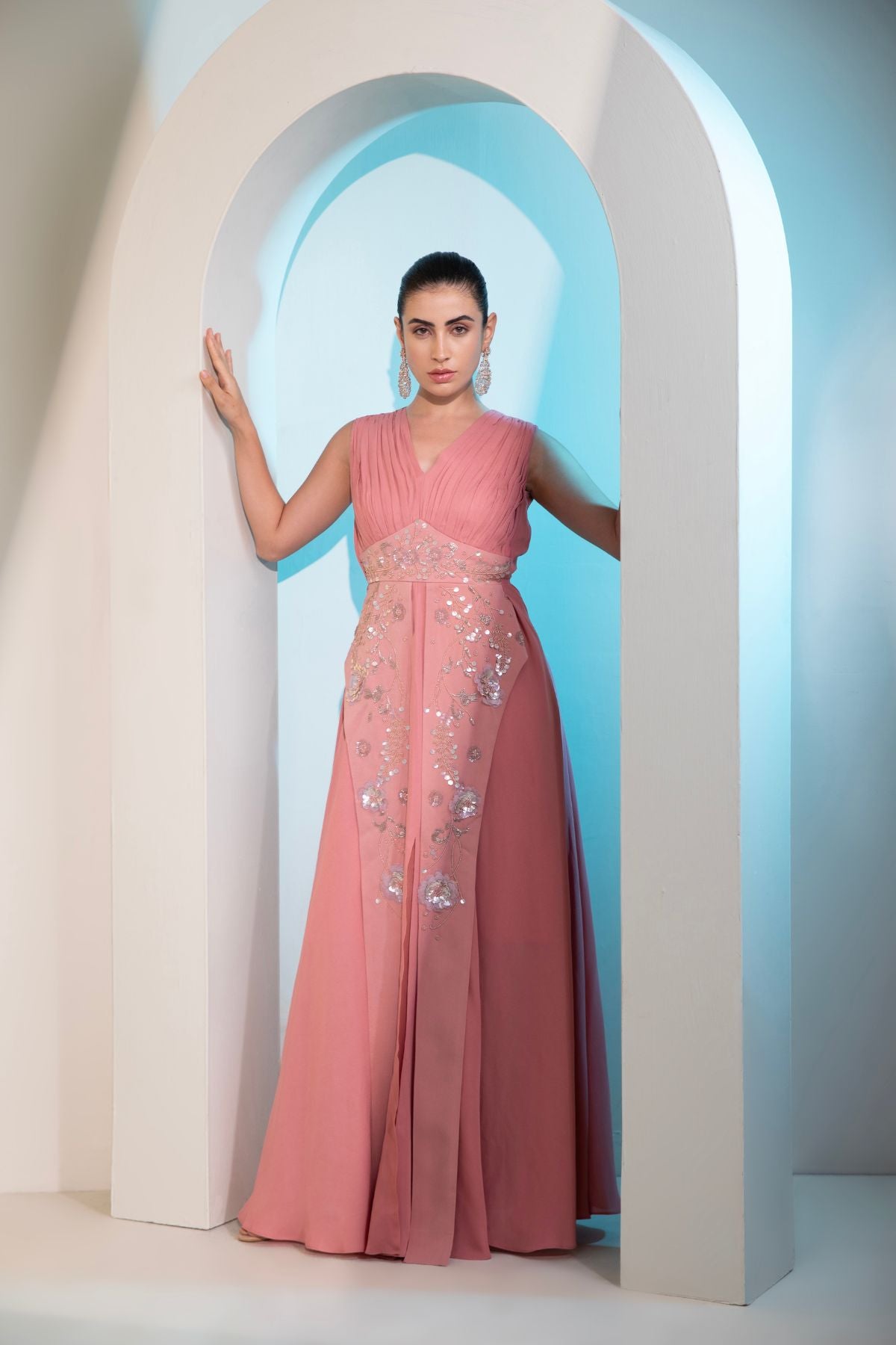 Salmon Pink Greek Goddess Gown
